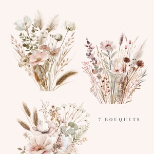 Watercolor Wildflower Boho Floral Clipart Botanical Watercolor Flower ...