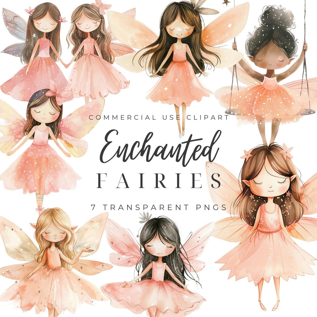 Enchanted Fairies Clipart, Watercolour Fairy Png, Cute Fairies Junk ...