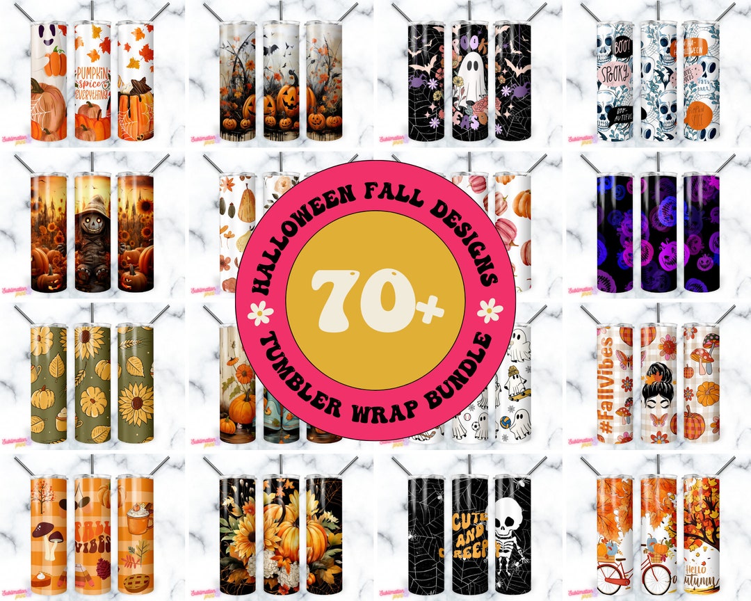 20oz Skinny Fall Halloween Tumbler Wrap Bundle Sublimation - Etsy