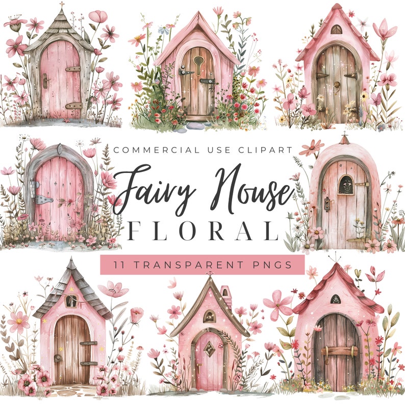 Fairy Houses Fairy Doors Clipart Watercolor Fairy House Fairy Garden ...