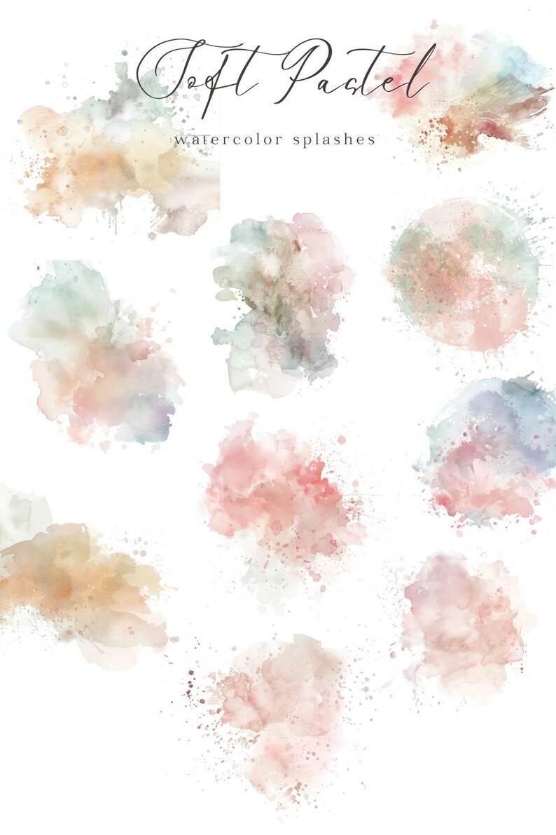 Pastel Watercolor Clipart, Abstract Watercolor Digital Clipart ...