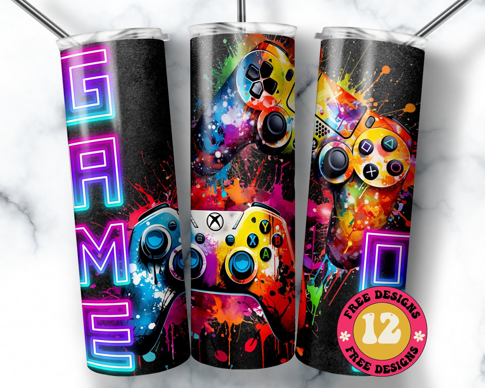Gaming Tumbler Wrap Sublimation Design 20 Oz Skinny Videogame - Etsy