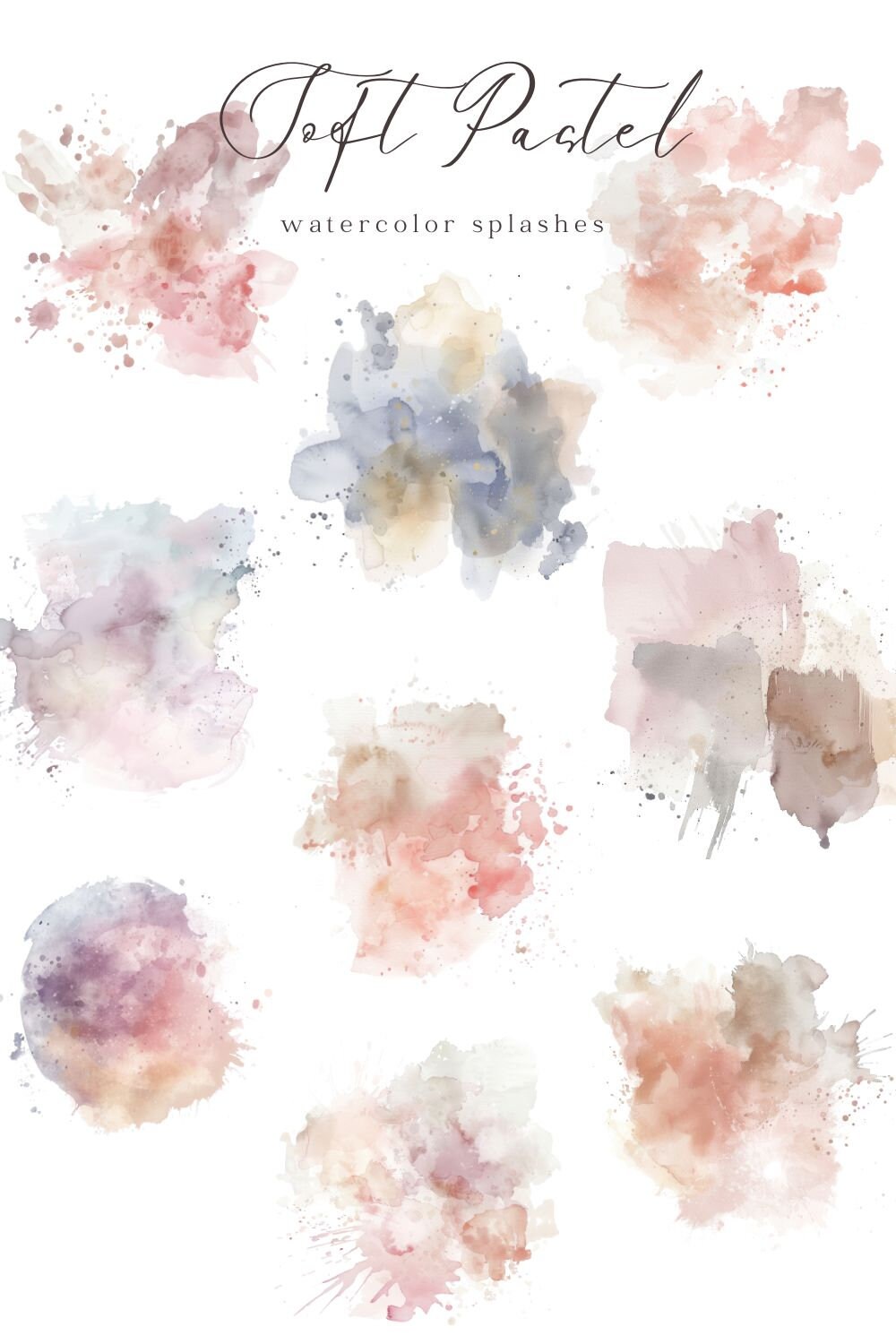 Pastel Watercolor Clipart, Abstract Watercolor Digital Clipart ...