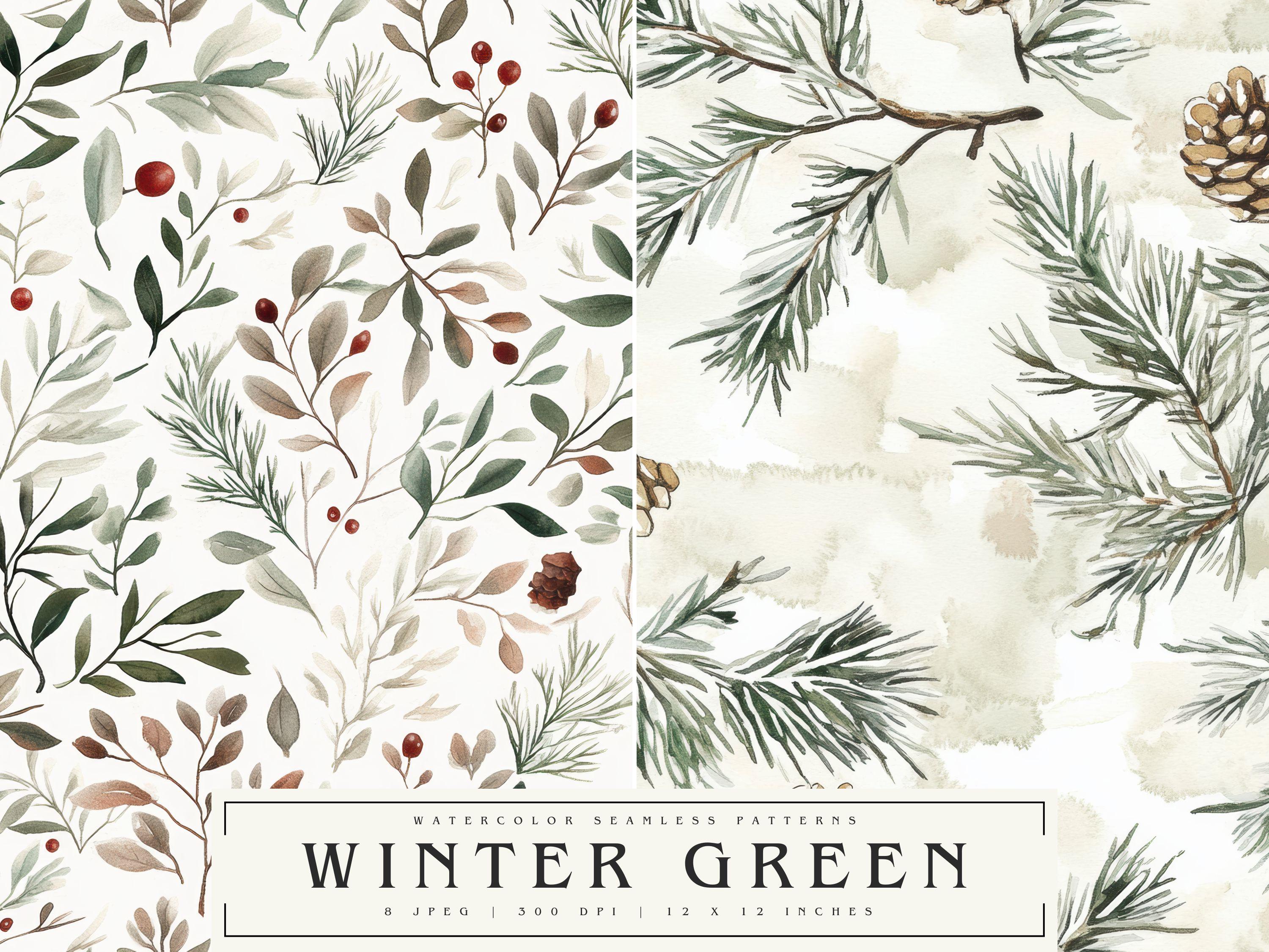 Christmas Papers Digital Seamless Pattern, Green & White Cozy Winter ...