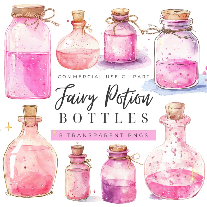 Potions Clipart Watercolour, Potion Junk Journal, Magic Potion Bottle ...