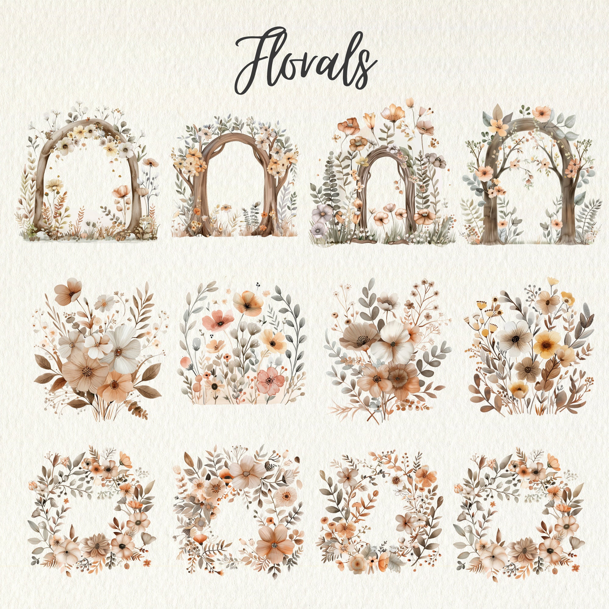 Boho Woodland Animals Clipart Watercolor Bundle Cute Forest Clipart ...