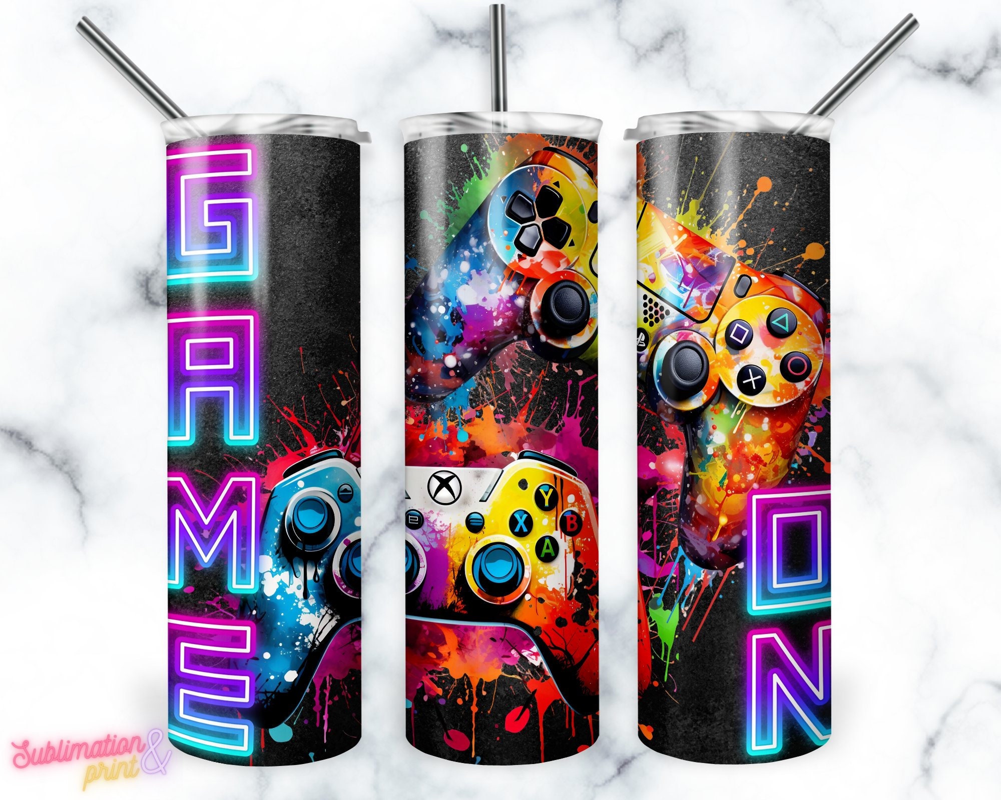 Gaming Tumbler Wrap Sublimation Design 20 Oz Skinny Videogame - Etsy