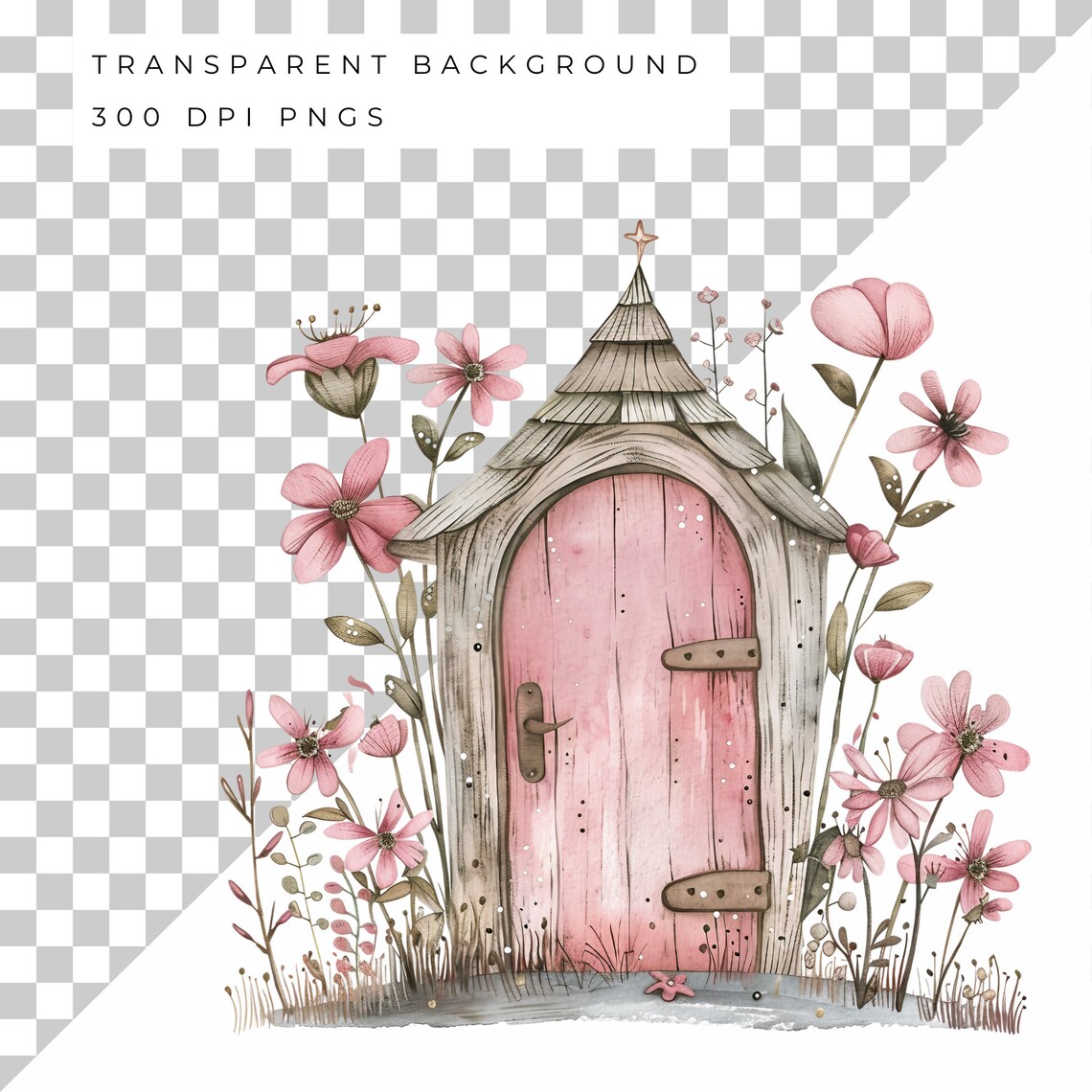 Fairy Houses Fairy Doors Clipart Watercolor Fairy House Fairy Garden ...