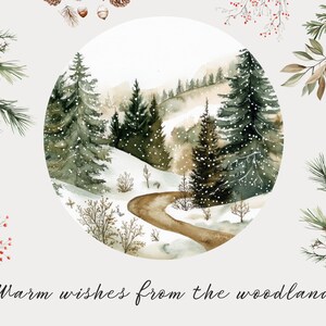 Christmas Watercolor Woodland Clipart, Winter Woodland Forest Animals ...