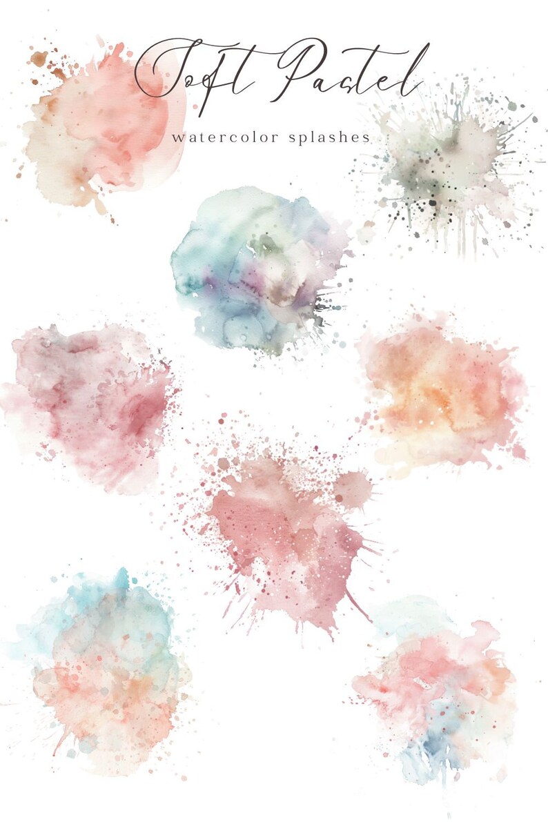 Pastel Watercolor Clipart, Abstract Watercolor Digital Clipart ...