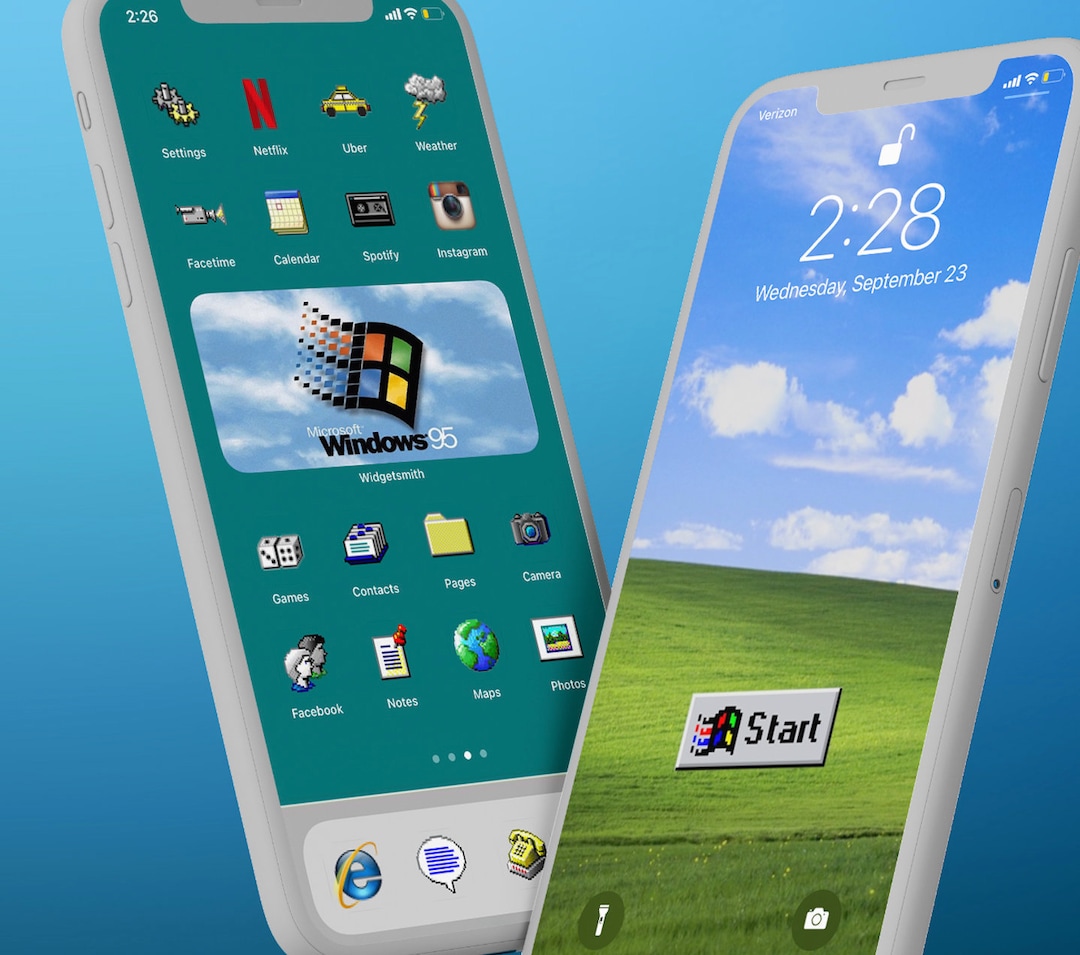 Vintage 90's Computer Aesthetic, Classic Windows Themed Phone Icons ...