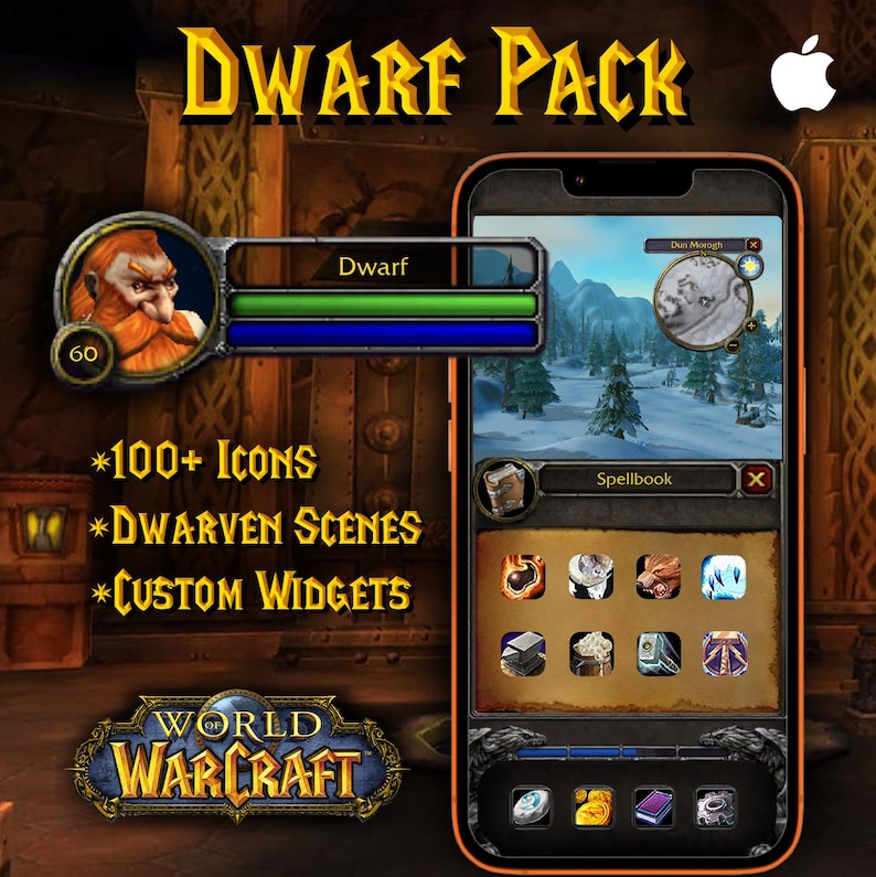 Dwarf Phone Theme - World of Warcraft Classic Design Add-on Pack - Ios ...