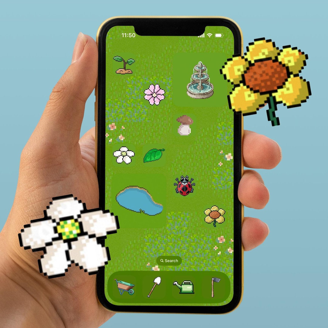 Cottagecore Icon Pack: 8-bit Garden Custom Pixel Flowers Theme (almost ...