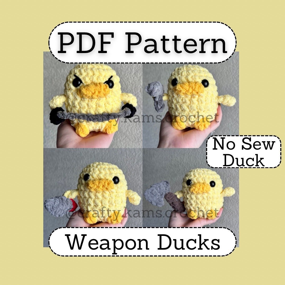 Weapon Duck Crochet Pattern, Knife Duck Pattern, No Sew Duck Pattern ...