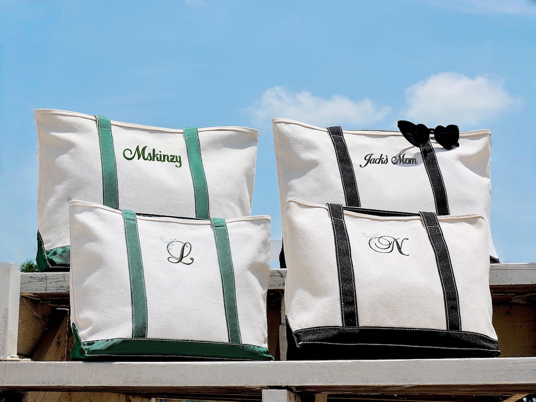 Custom Beach Tote Bag-custom Tote Bag With Zipper-monogram Canvas Tote ...