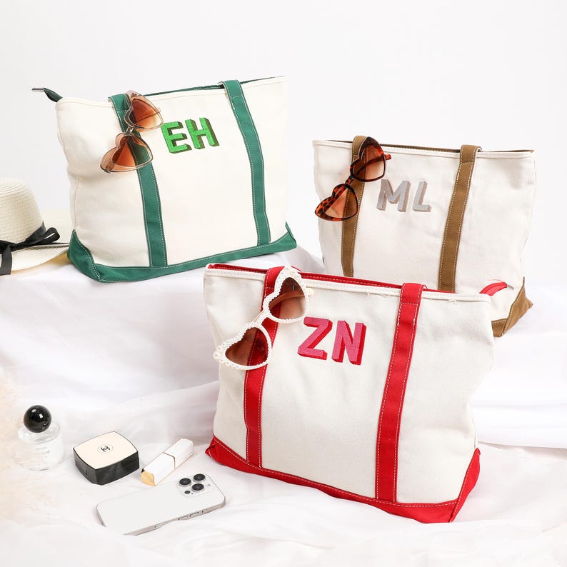 Custom Beach Tote Bag With Initials,bridesmaid Gift Bag,gift Bag ...