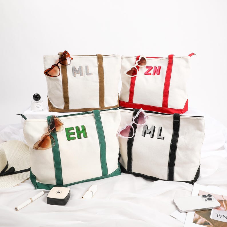 Custom Beach Tote Bag With Initials,bridesmaid Gift Bag,gift Bag ...