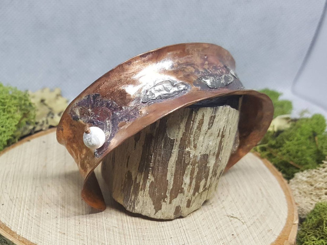 Fold-formed, Hammered Pure Copper Fused With Sterling Silver Cuff ...