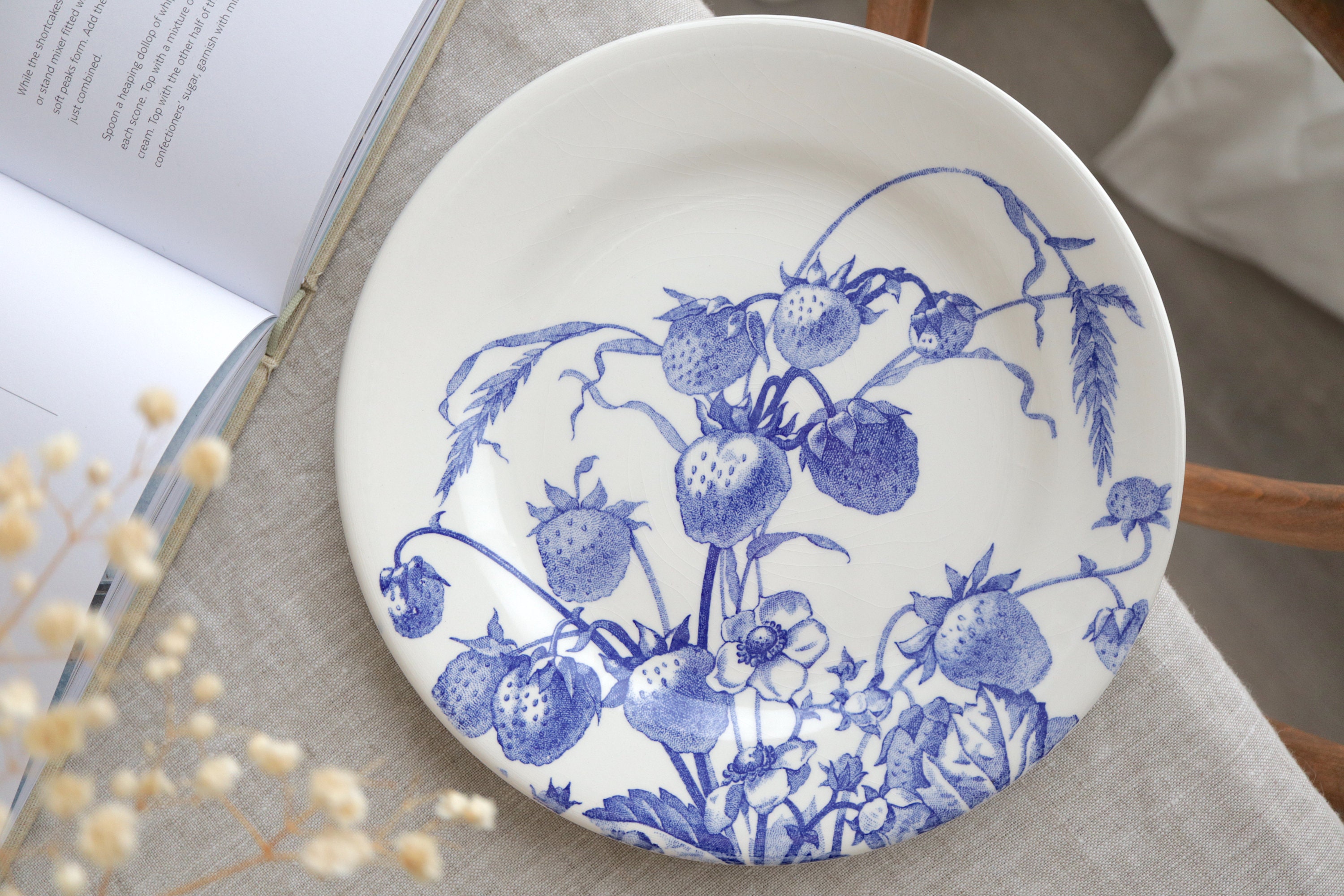 Vintage GIEN Primrose Bordier Blue Strawberry Made in France - Etsy