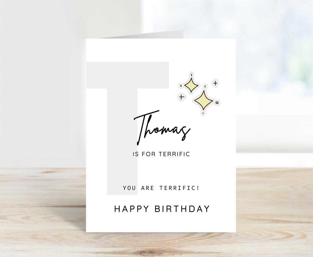 Personalized Birthday Day Card, Letter T Monogram Birthday Card ...