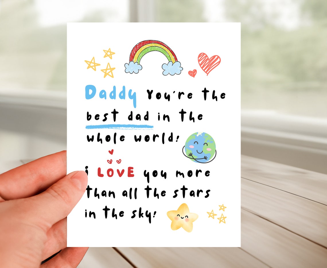 I LOVE YOU DADDY Card, Happy Birthday to Dad, Cute Father's Day Card ...