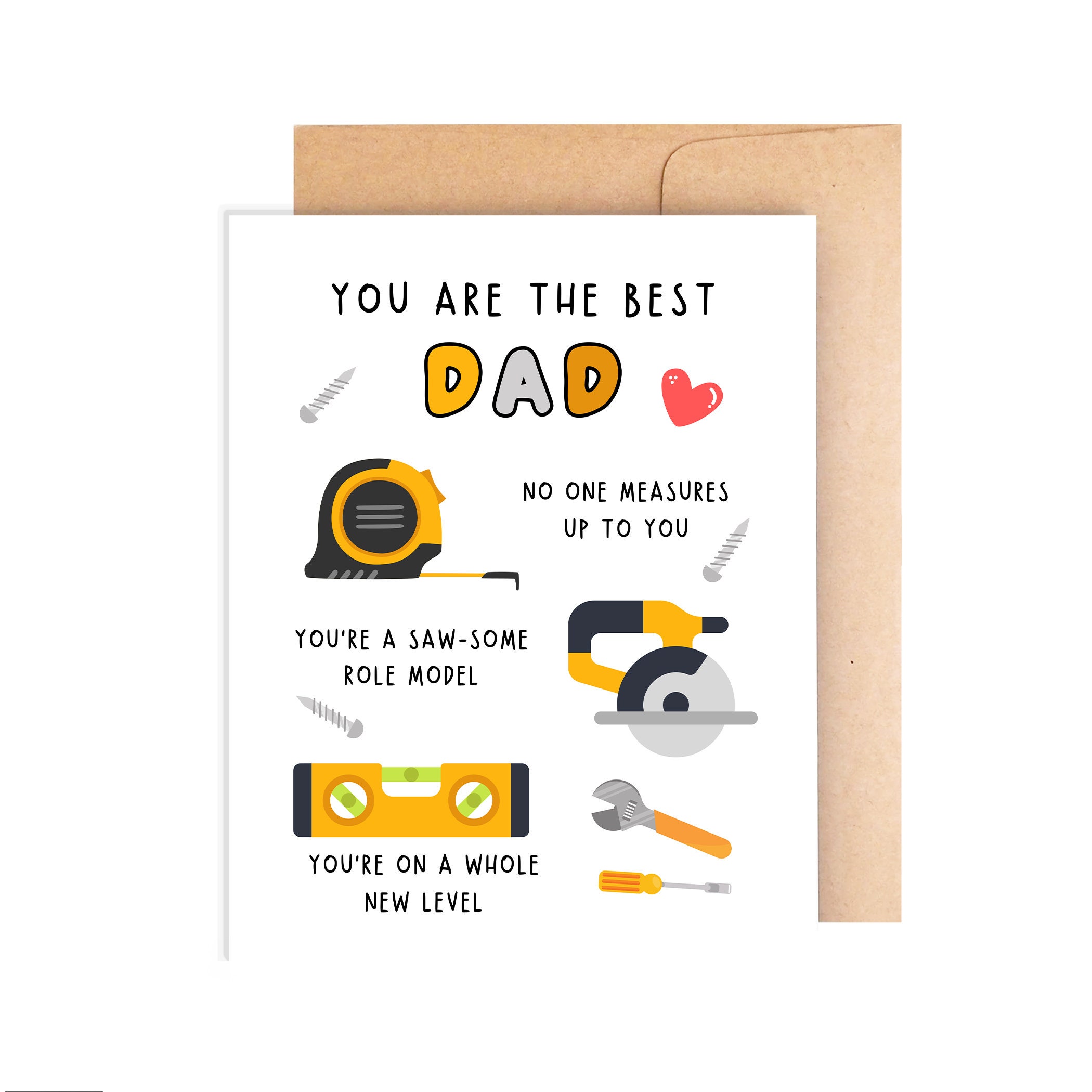 The Best Dad Card, Cute Father's Day Card, Funny Tools Dad Sayings, Dad ...