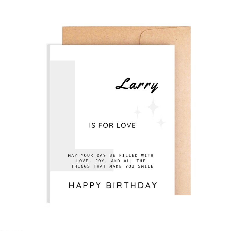 Personalized Birthday Day Card, Letter L Monogram Birthday Card, Love ...