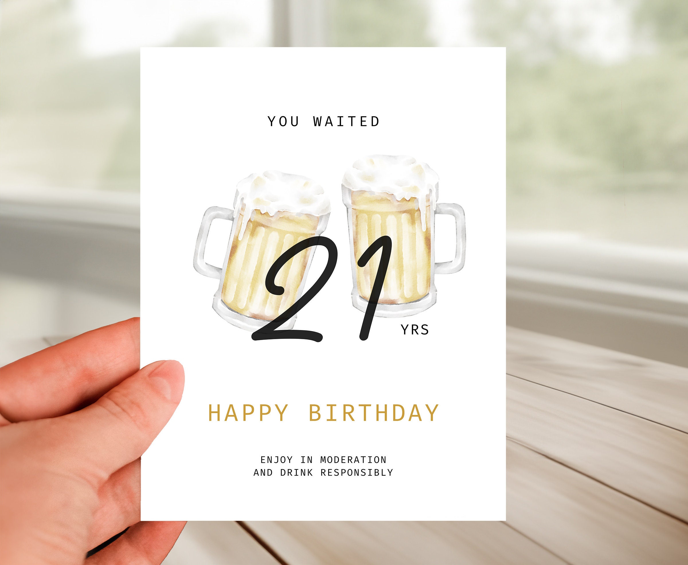 21th Year Birthday Greeting Card to Celebrate Legally Drinking Age ...
