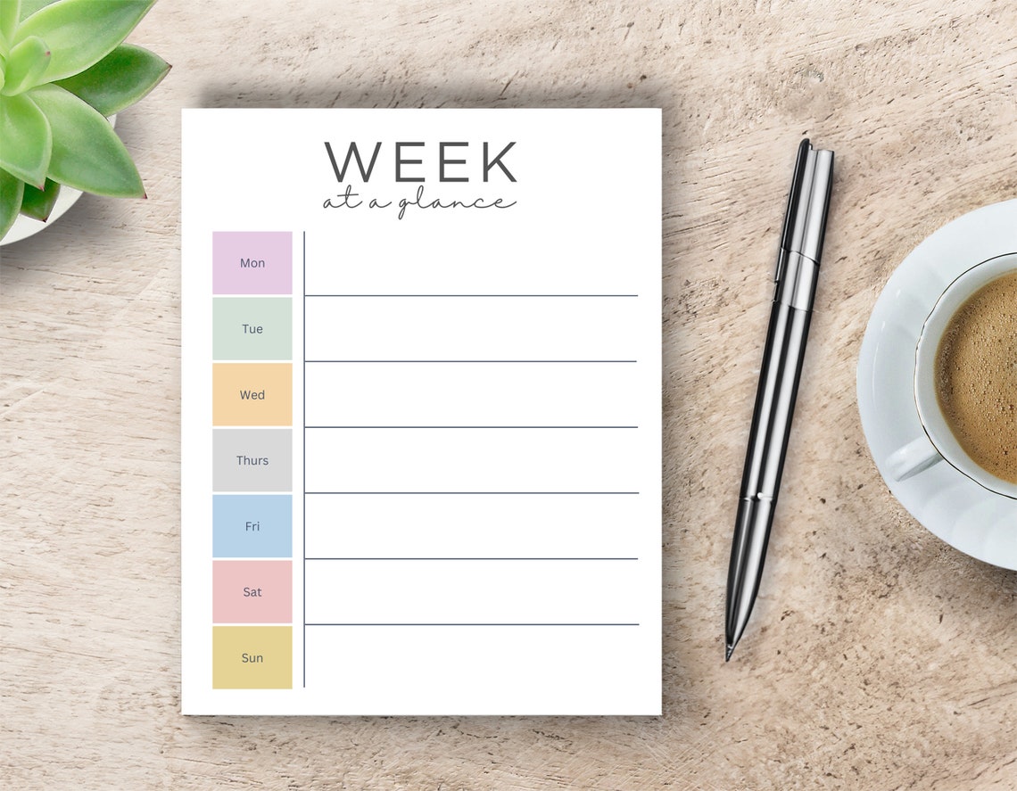 Notepad or Memo Pad, Weekly Planning Notepad, to Do List, Week at A ...