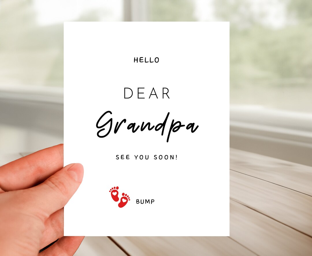 Personalized Pregnancy Announcement Card for Grandpa, Hello Dear ...