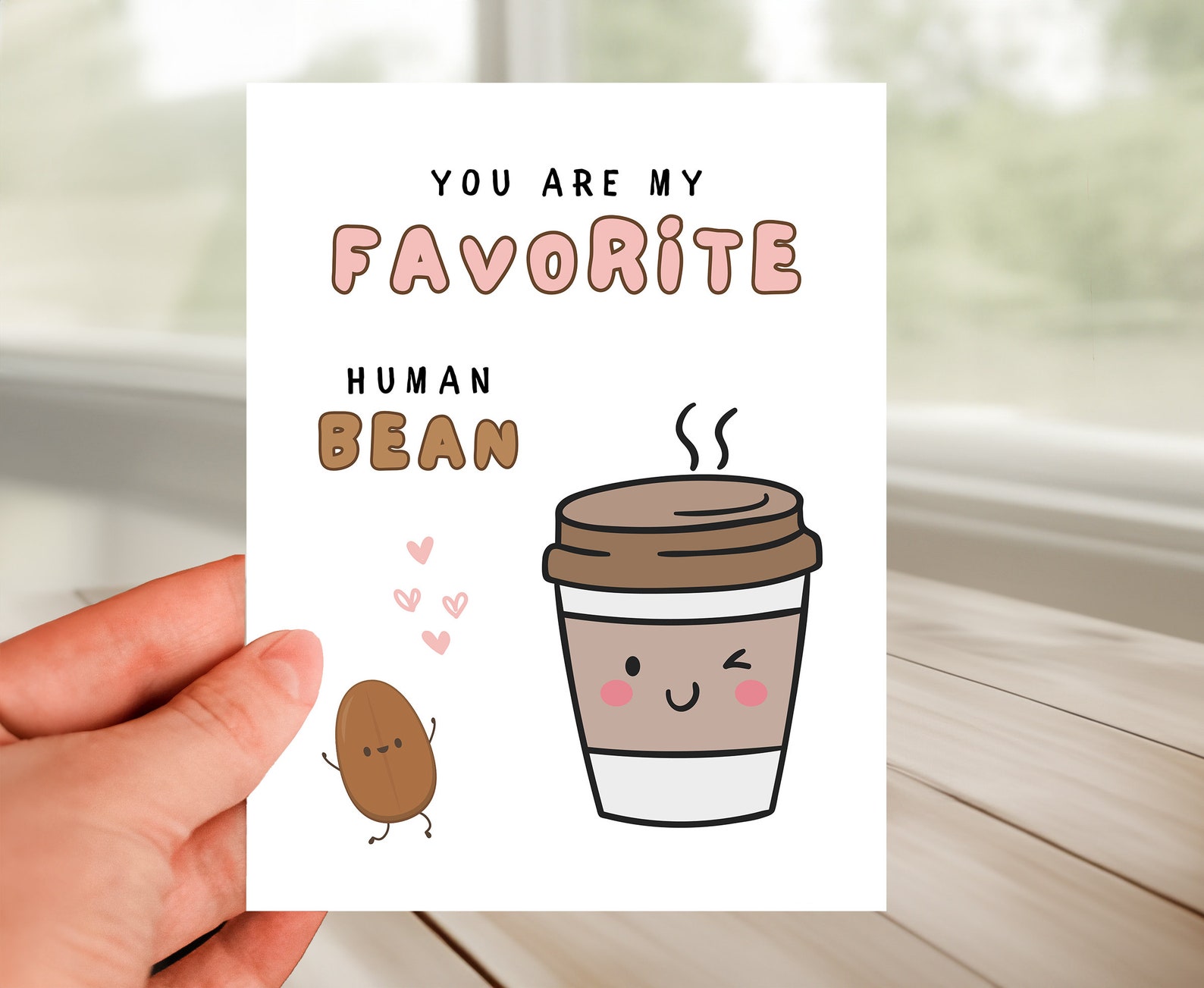 My Favorite Human Bean Card, Adorable Coffee Bean Pun Card, Dating ...