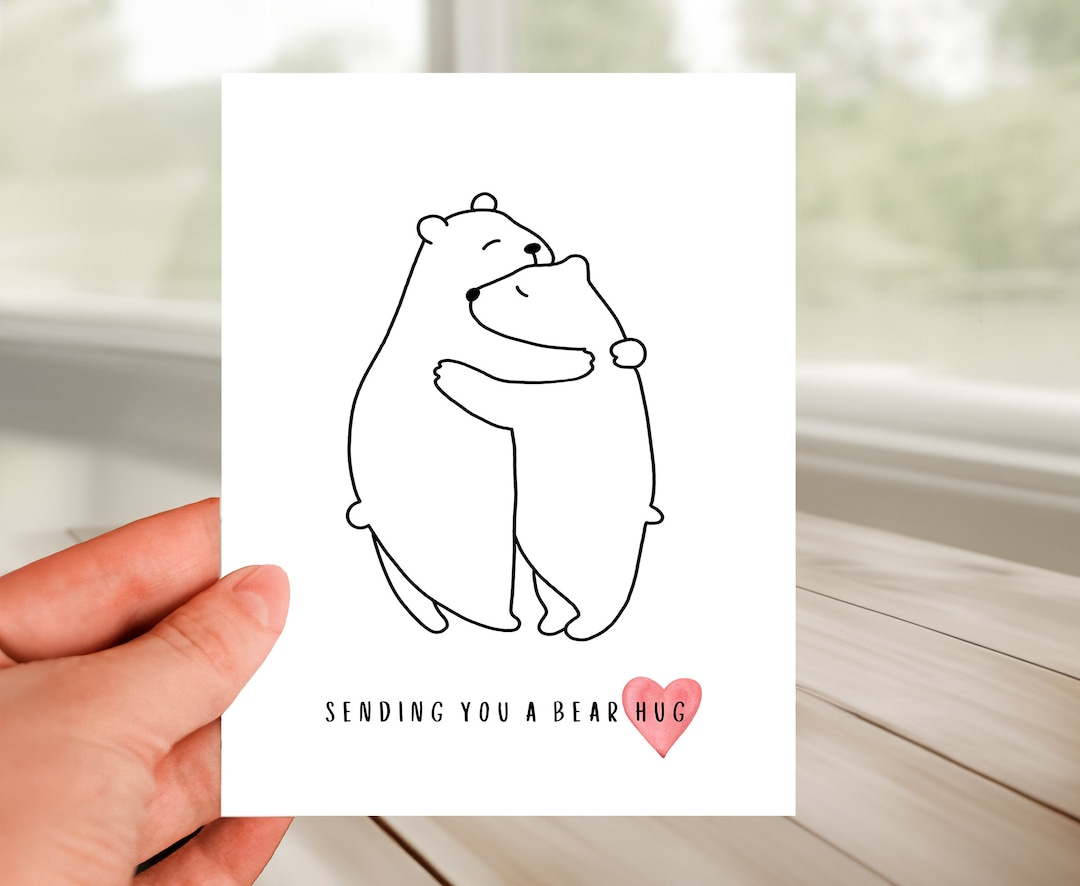 Bear Hug Greeting Card - Heart Warming Sending You A Bear Hug Card ...