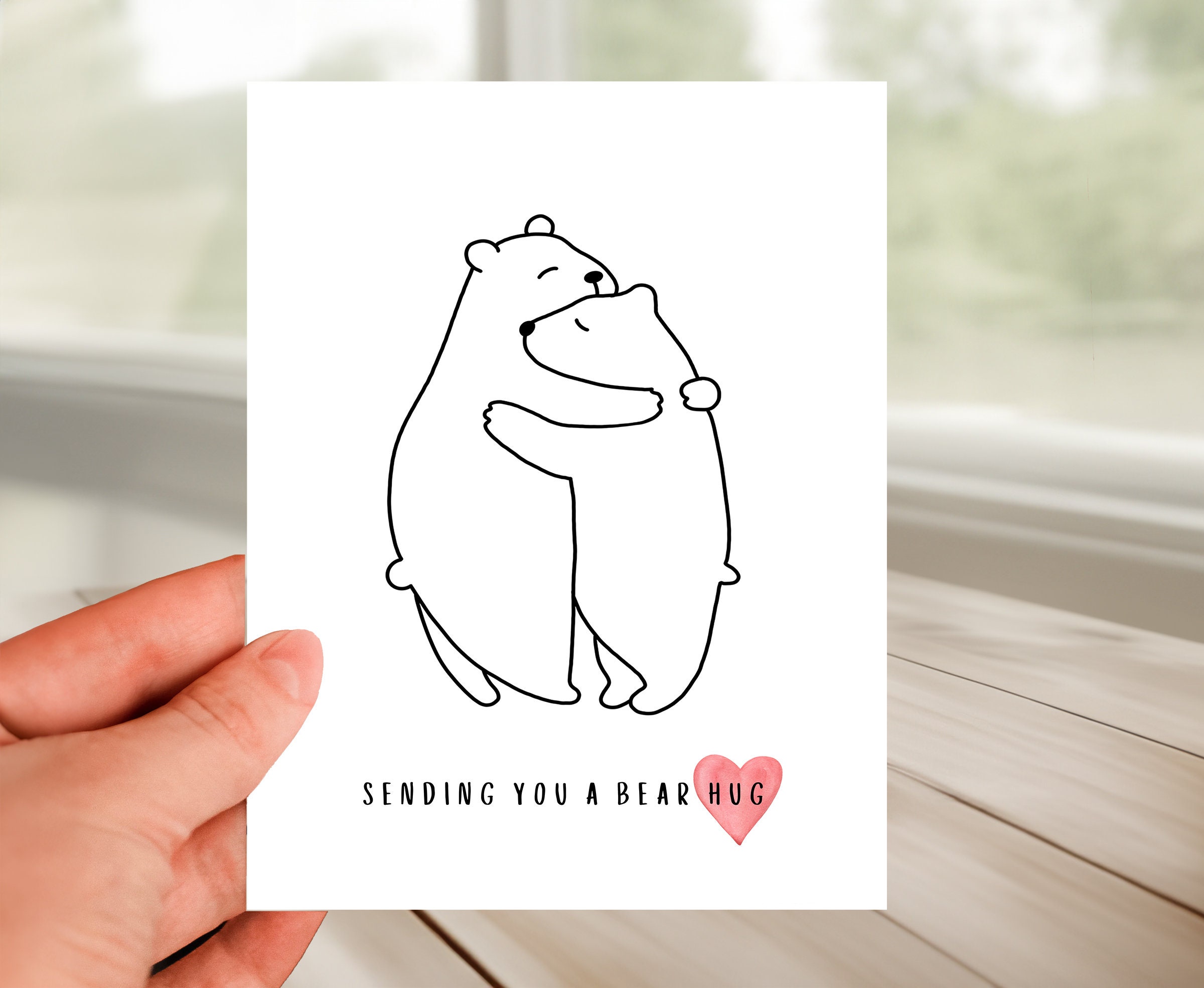 Bear Hug Greeting Card - Heart Warming Sending You A Bear Hug Card, Wish Well, Encourage ...