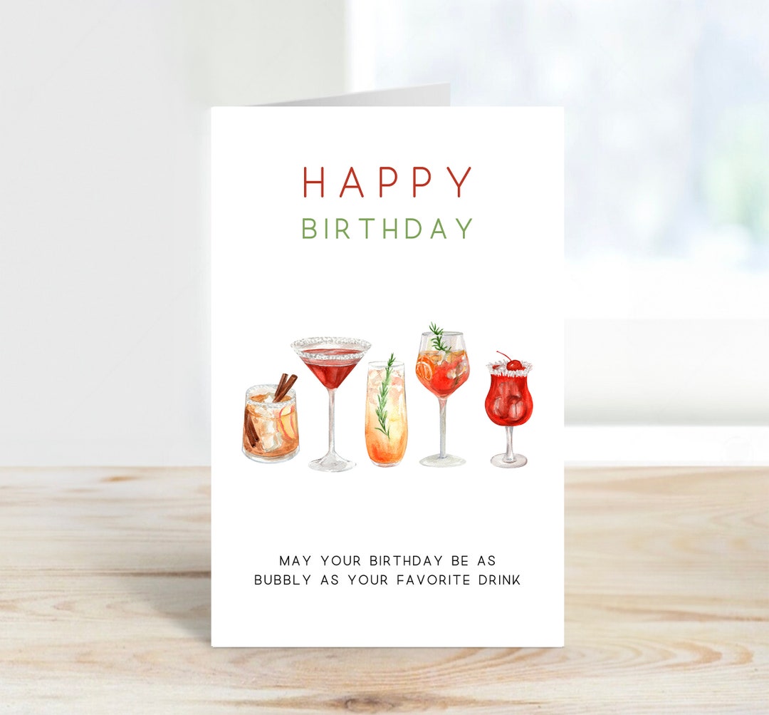Happy Hour Happy Birthday Card for Friends, Office Coworker Birthday ...