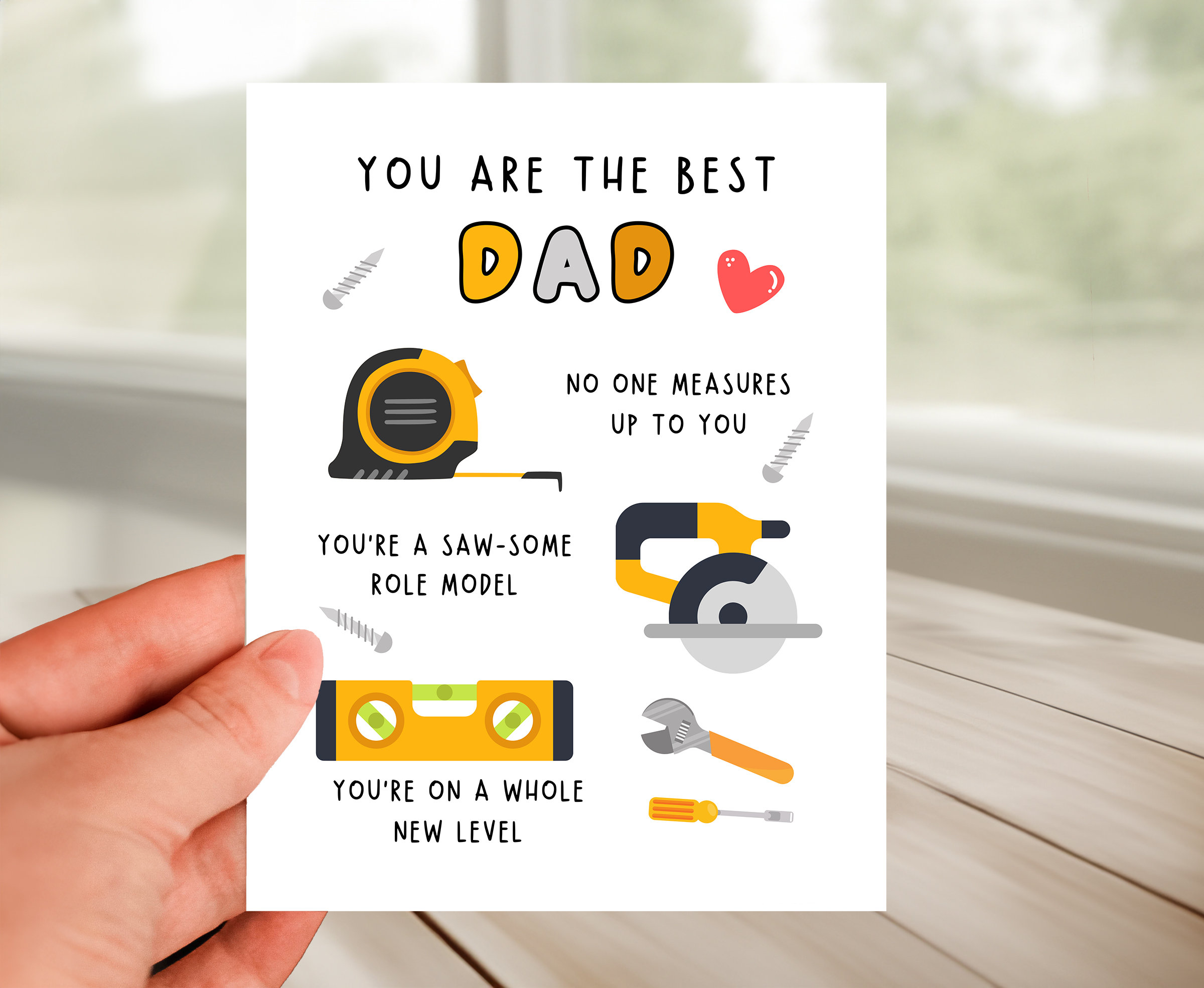The Best Dad Card, Cute Father's Day Card, Funny Tools Dad Sayings, Dad ...