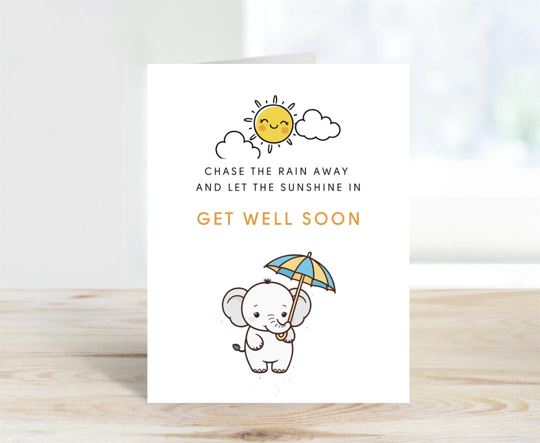 Get Well Soon Card, Chase the Rain Away and Let the Sunshine In - Etsy
