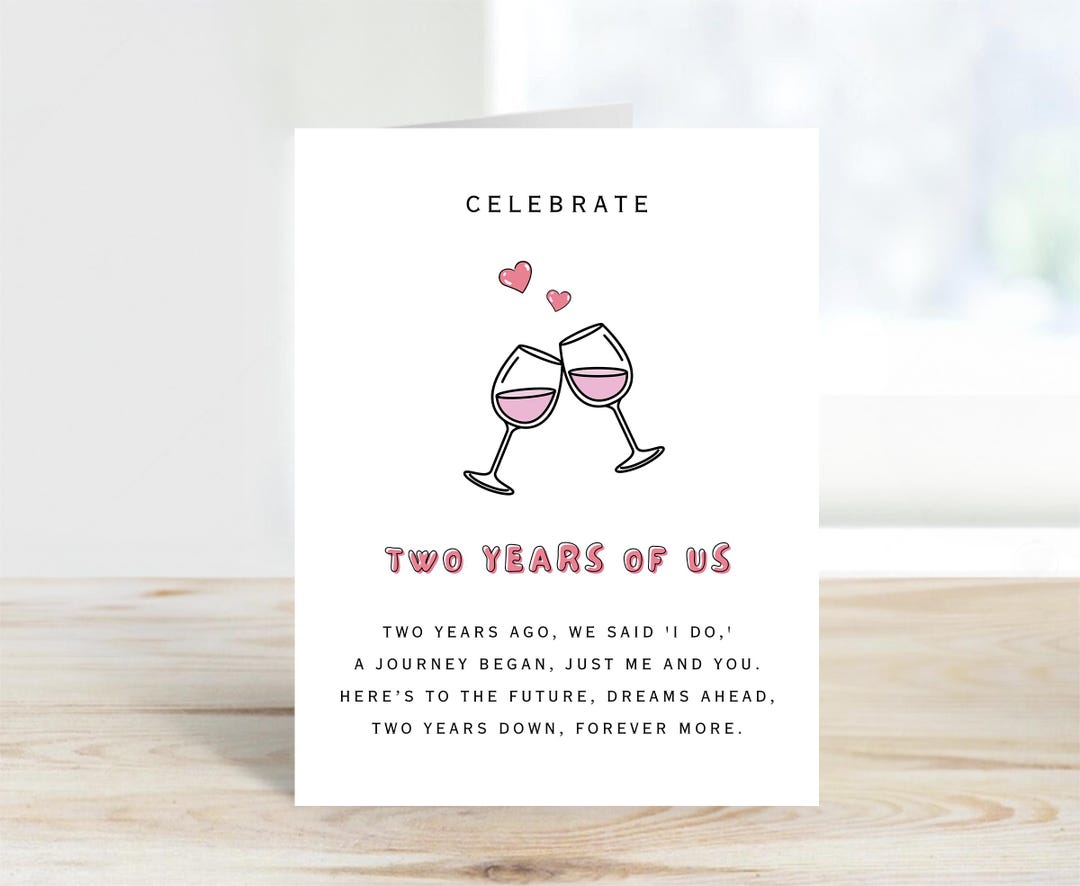 Two Years Wedding Anniversary Card, Romantic Anniversary Poem Card ...