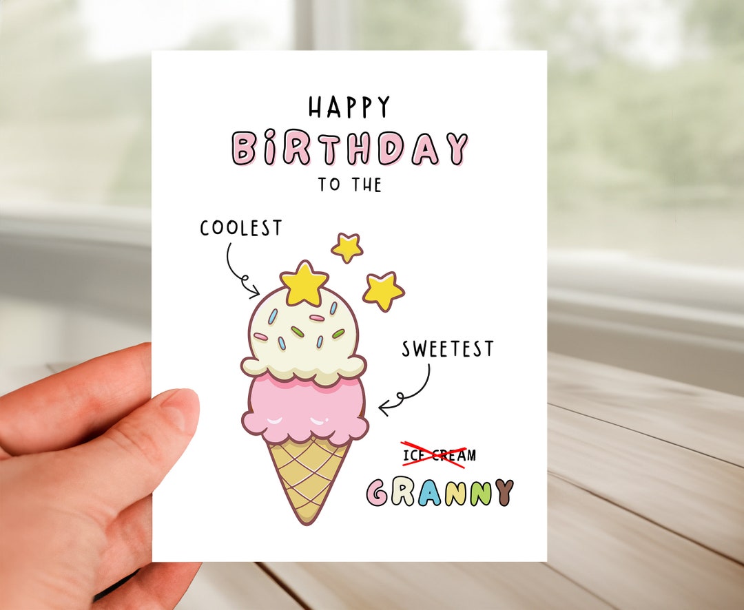 Fun Happy Birthday Card for Granny, the Coolest and Sweetest Grandma ...