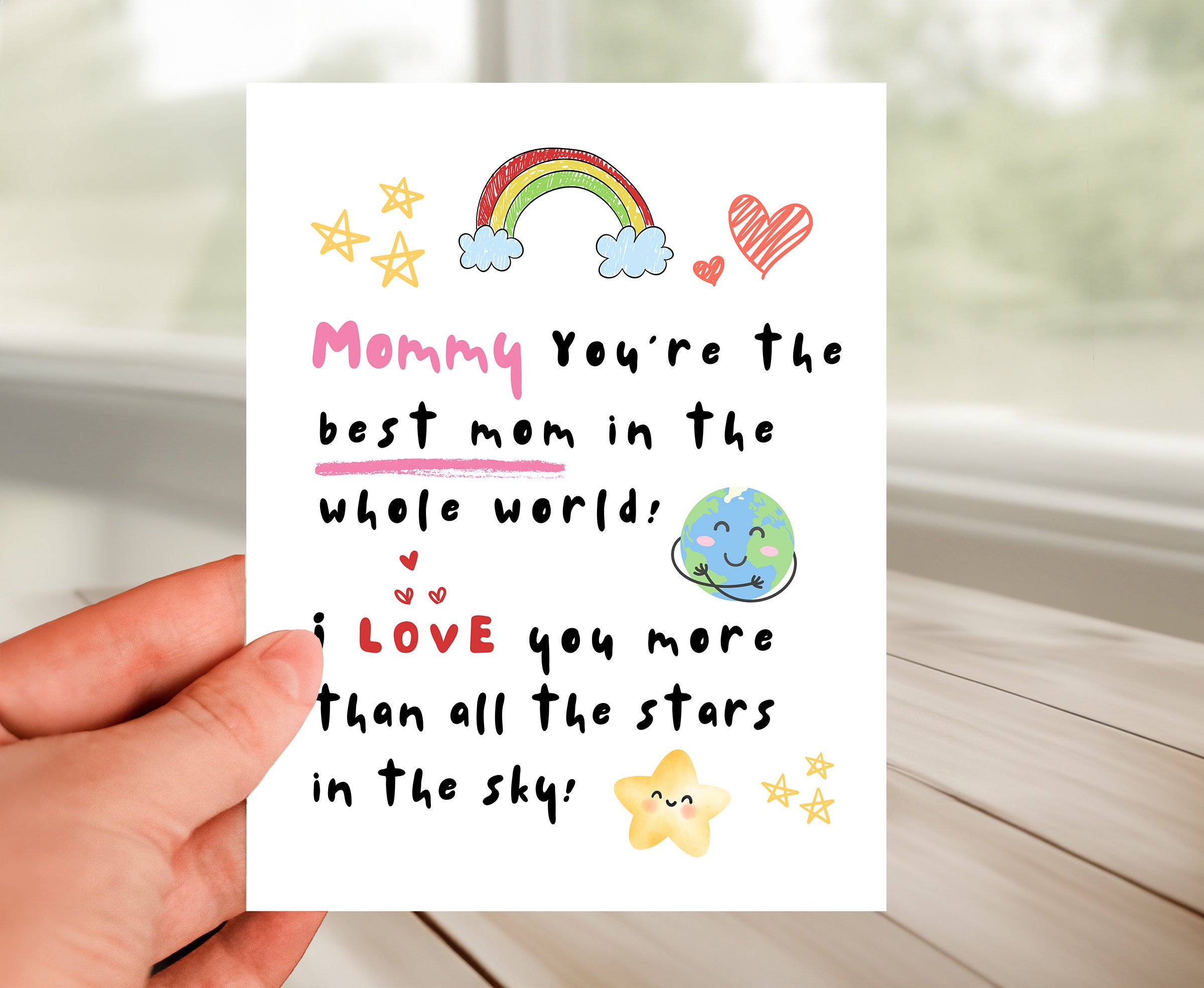 I LOVE YOU Mommy Card, Happy Birthday to Mom, Cute Mother's Day Card ...