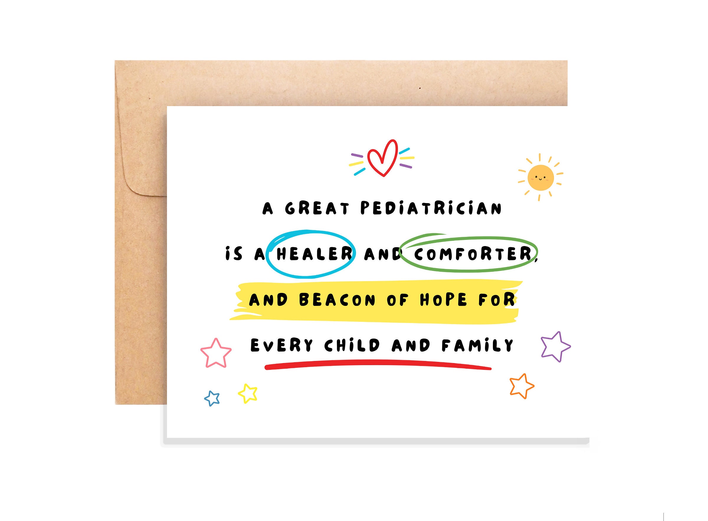 Cute Pediatrician Appreciation Card for Thank You Doctor, Hospital ...