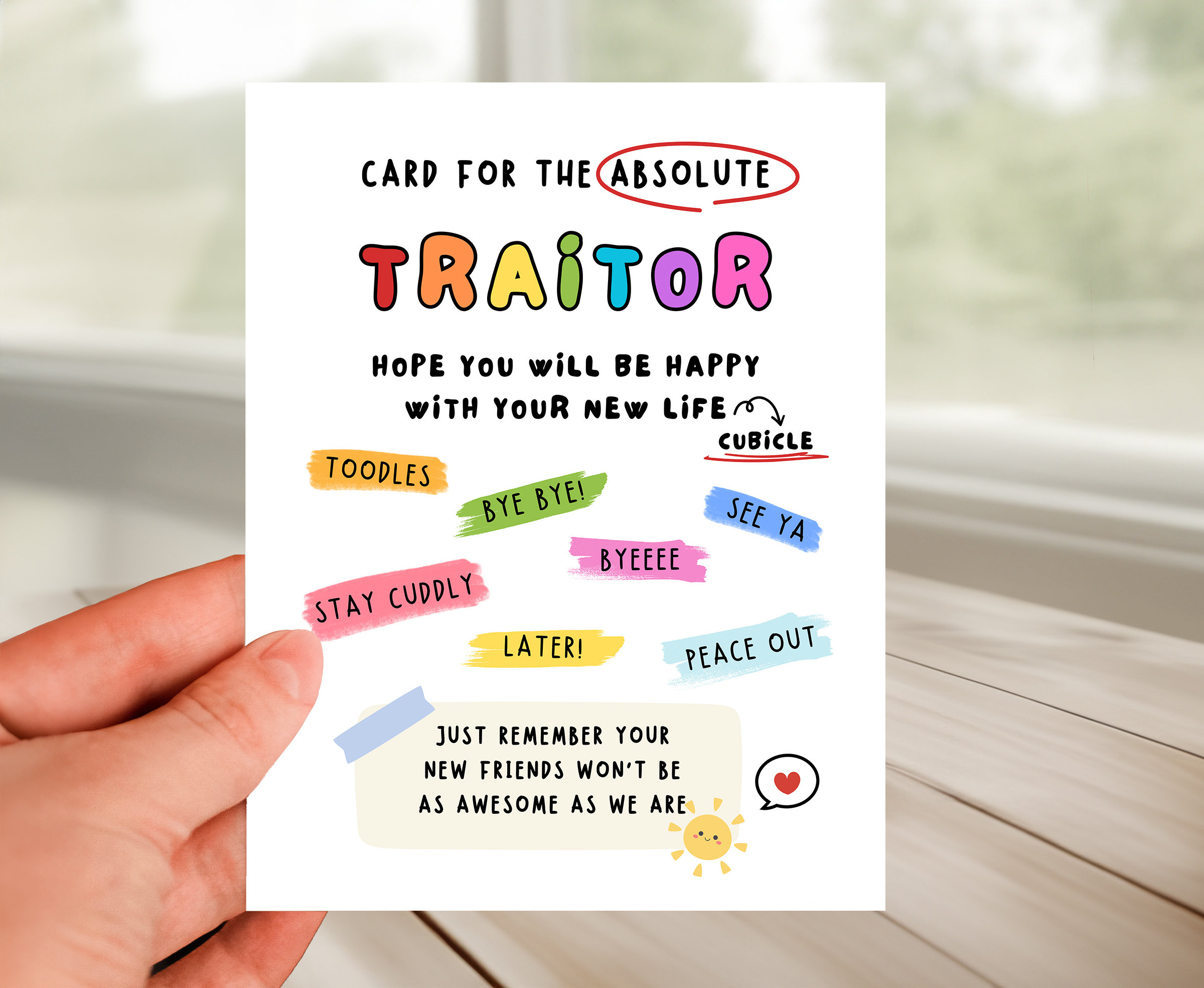 Card for the Absolute Traitor, Funny Farewell Card for Leaving Coworker ...