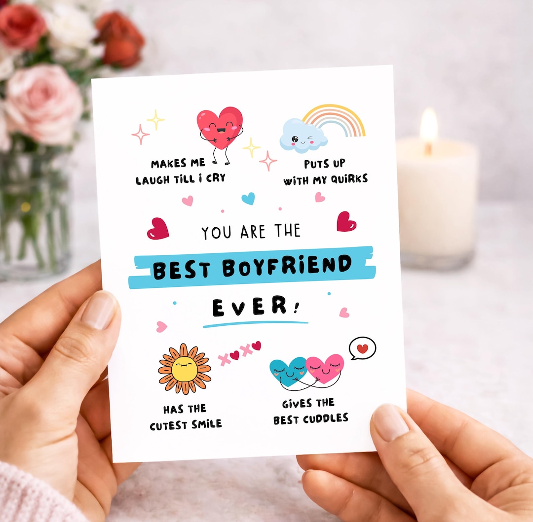 Card for Boyfriend, Romantic and Cute Card for Him Anniversary ...