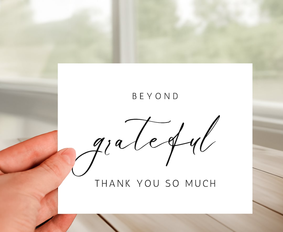 Beyond Grateful Thank You Card, Thank You Note Card, Thank You Card for Invitation, for Teacher ...