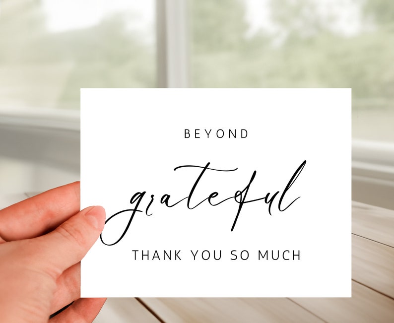 Beyond Grateful Thank You Card, Thank You Note Card, Thank You Card for Invitation, for Teacher ...
