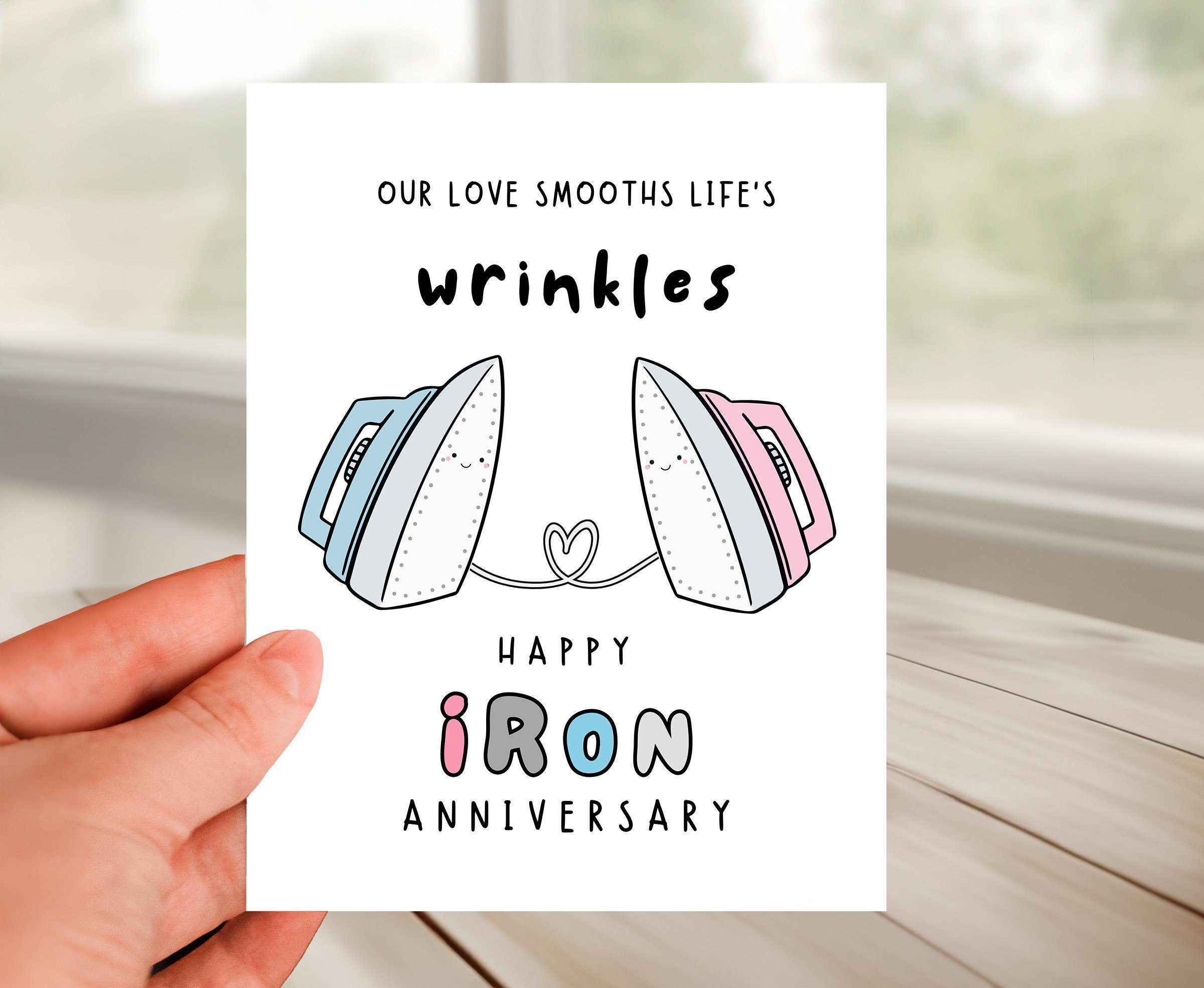 IRON Wedding Anniversary Card, LOVE Smooth Out Wrinkles IRON ...