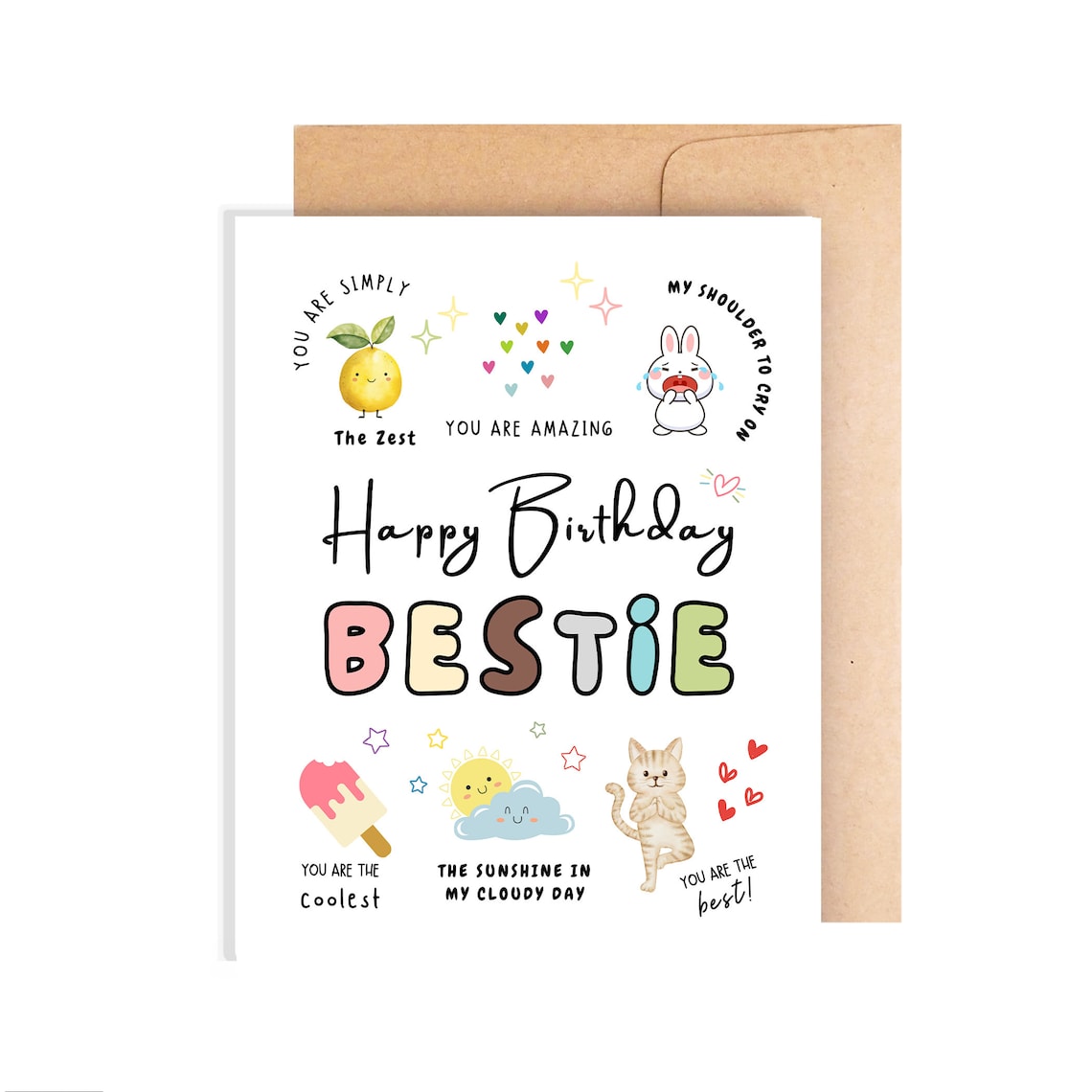 Cute Happy Birthday to Bestie Card, You the Best Bestie, Birthday Card ...