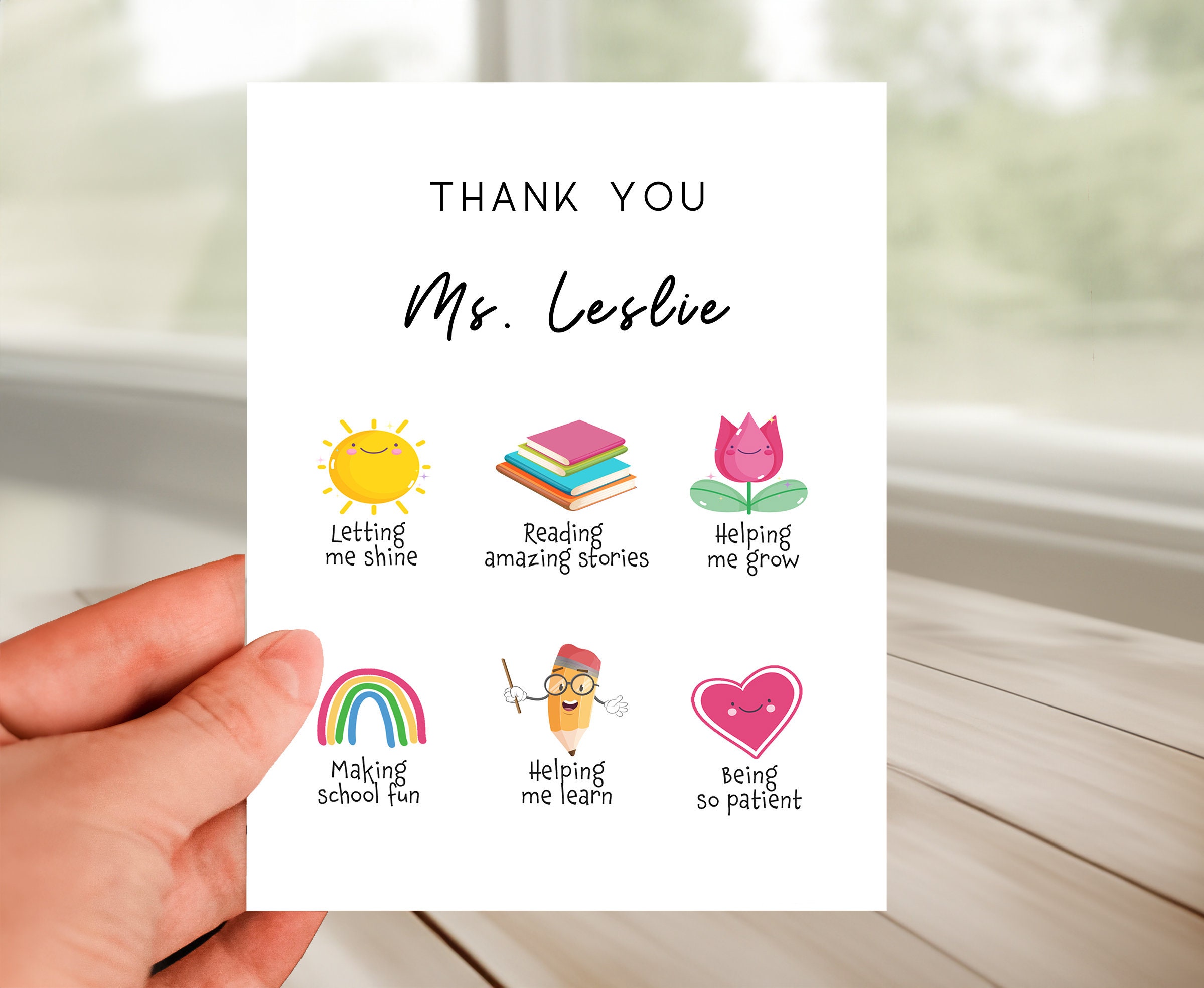 Personalized Thank You Teacher Greeting Card, Playful Teacher ...