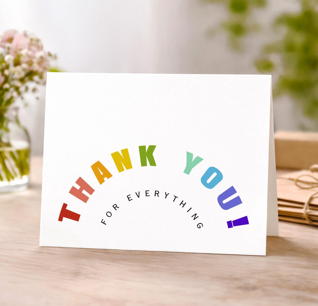 Rainbow Thank You Greeting Card, Everyday Thank You Note Card, Show ...