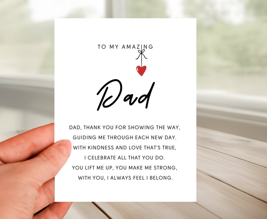 Dad Poem Card, Father's Day Greeting Card, Birthday Card for Dad, Thank ...