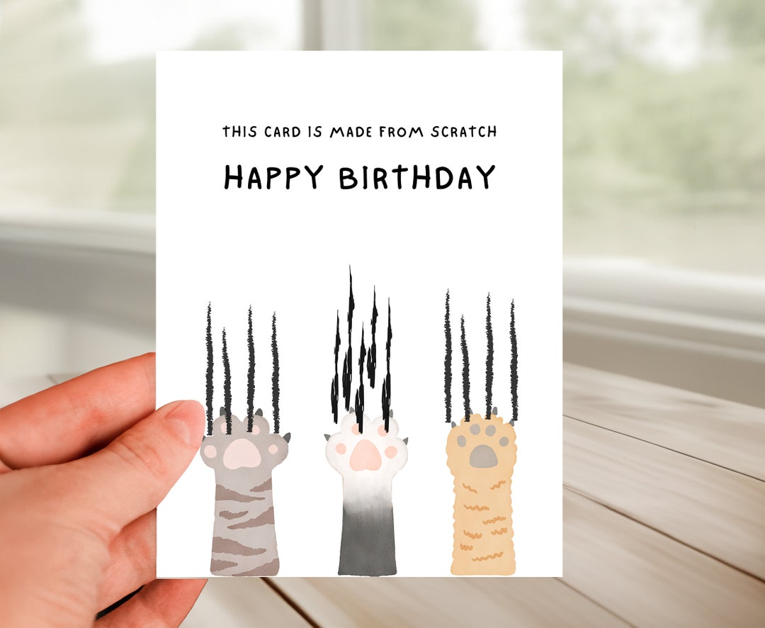 Snarky BIRTHDAY Greeting Card Made From Cat Scratches, Cute Funny Cats ...